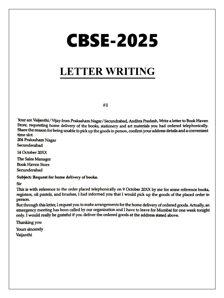 CBSE 2025 Letter Writing Guide | PDF