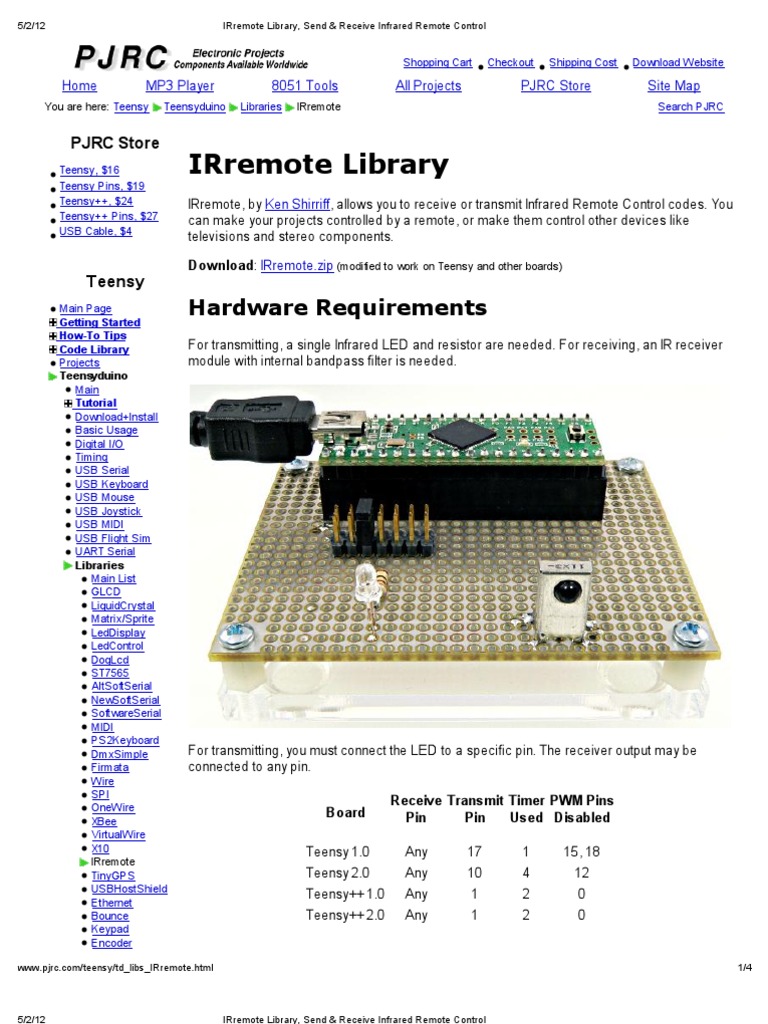 IRremote Library, Send & Receive Infrared Remote Control | PDF | Usb ...