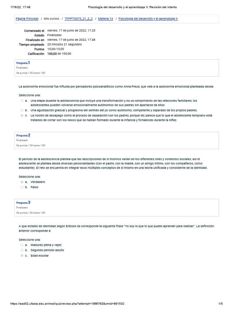 Psicología Del Desarrollo y El Aprendizaje II_ Revisión Del Intento Pmsr | PDF | Autonomía ...