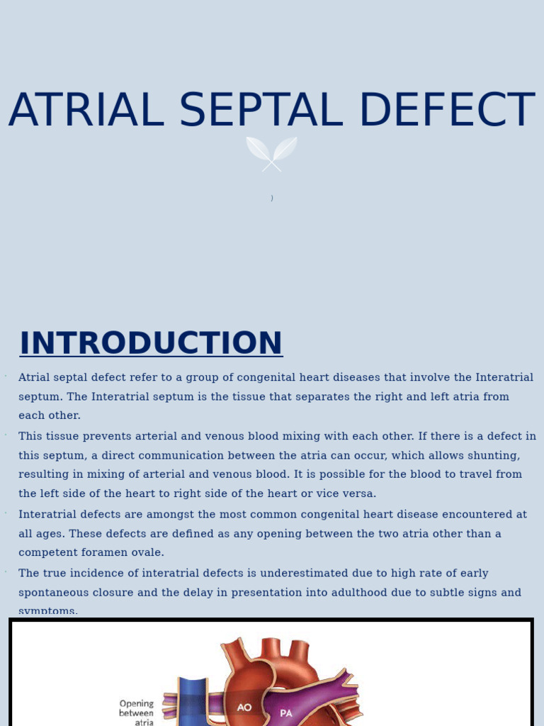 Atrial Septal Defect | PDF | Congenital Heart Defect | Atrium (Heart)