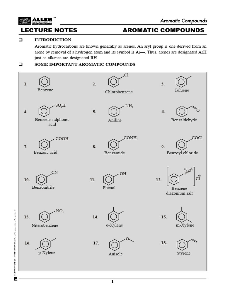 Important Aromatic Compounds 63df7446 85d0 4fb5 8652 23b23ac8b24a | PDF ...
