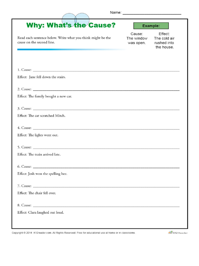 What’s the Cause_ Cause and Effect Worksheet | PDF