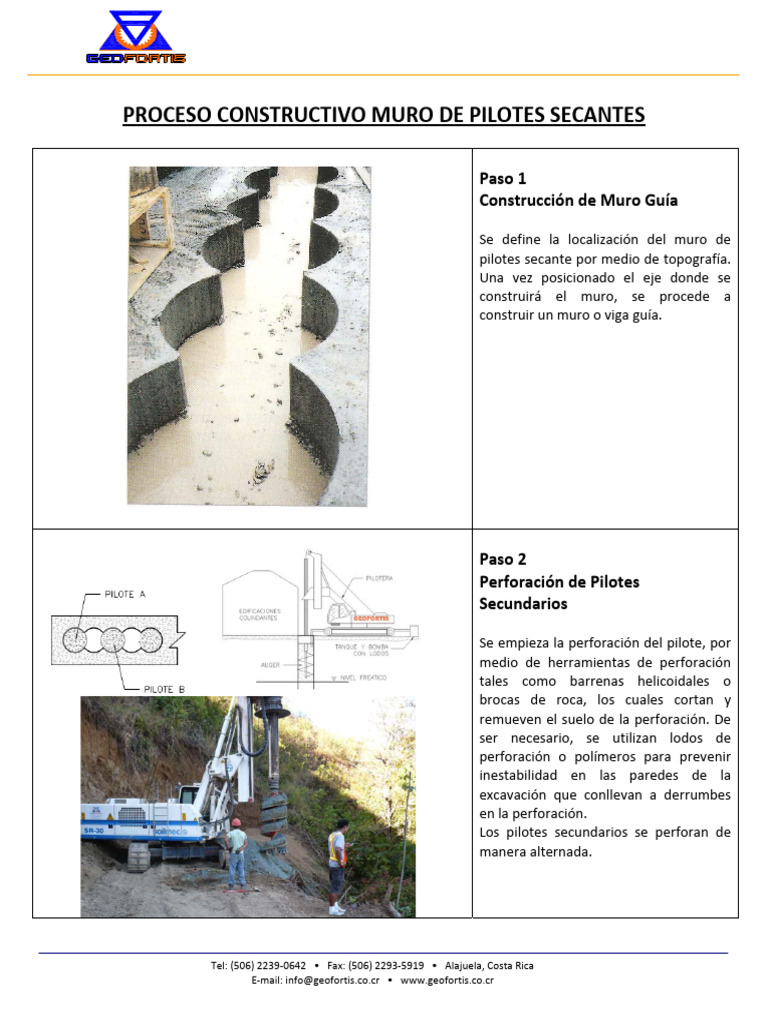 Proceso Constructivo de Pilotes Secantes | PDF | Perforación ...