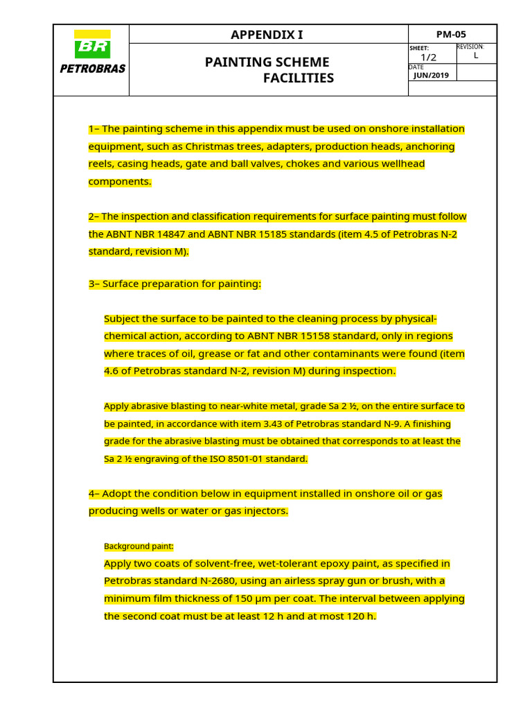 APPENDIX I - Painting Scheme Onshore Facilities - Jun2019 - Translated | PDF | Paint | Materials