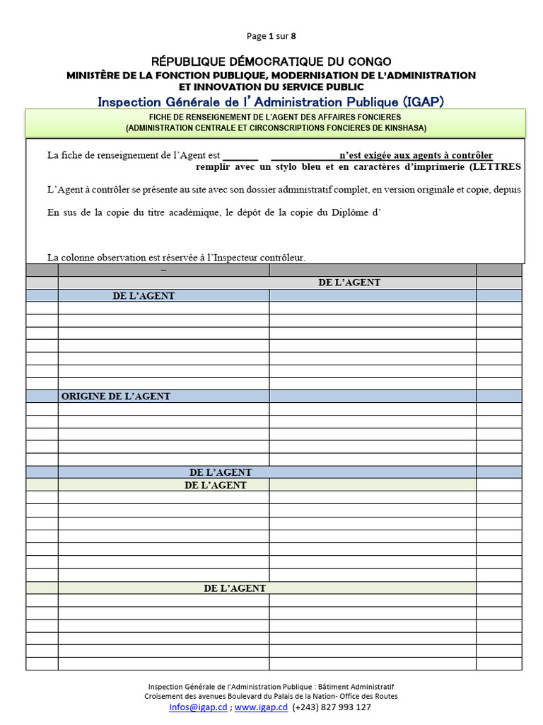 Fiche de Renseignement Agent Administratif | PDF