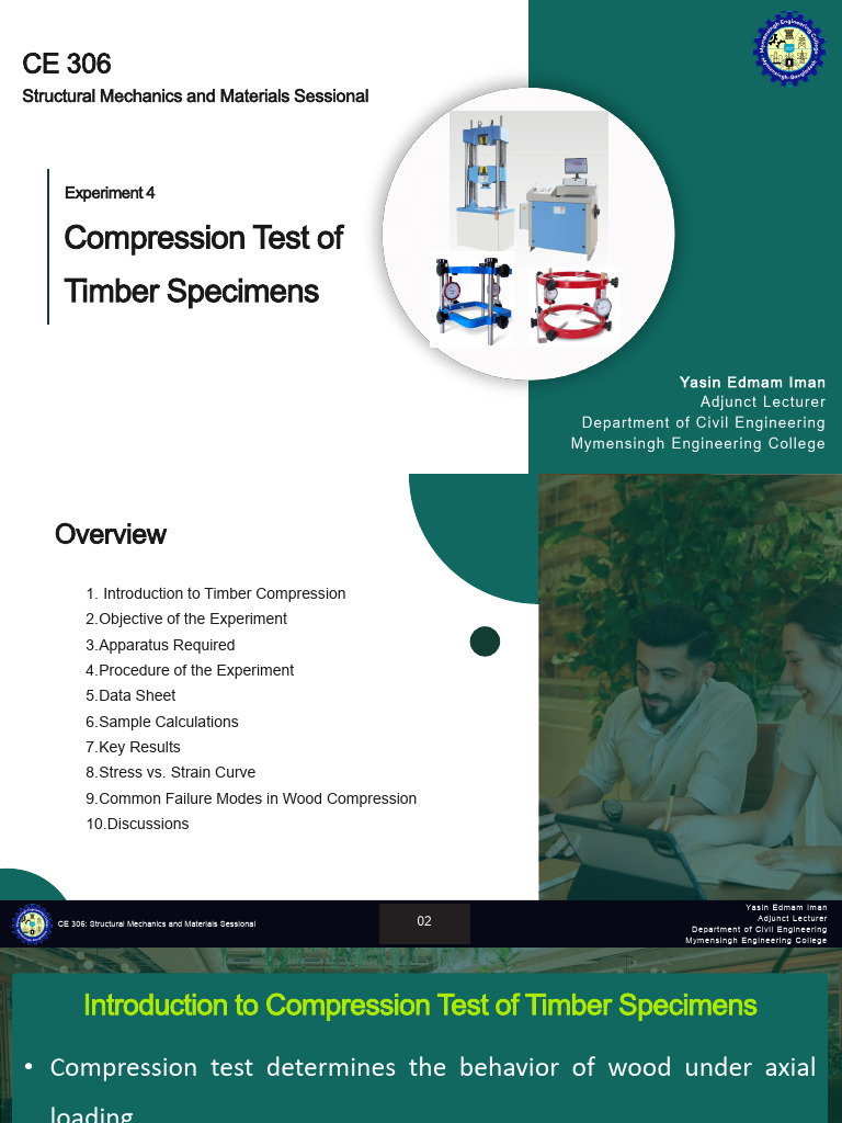 Experiment 4 Compression Test of Timber Specimen (CE 306) | PDF ...