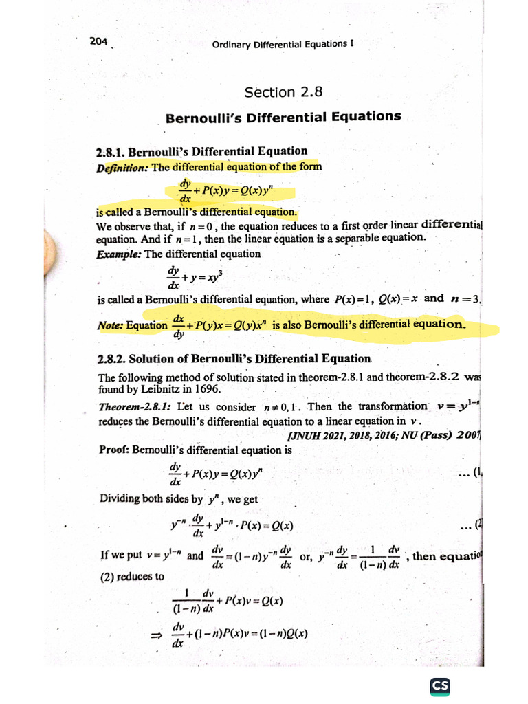 7...... Bernoulli's Diff - Equation | PDF