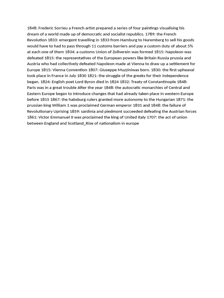 Rise of Nationalism in 19th Century Europe | PDF