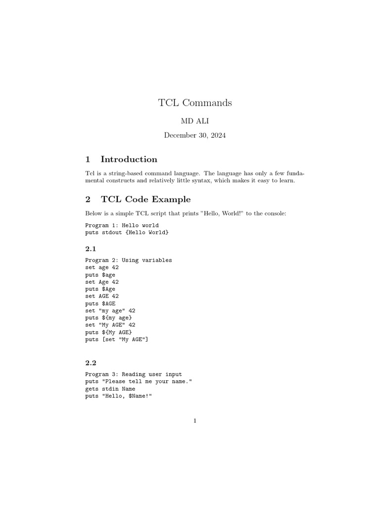 Tcl Commands | PDF | Computing | Unix