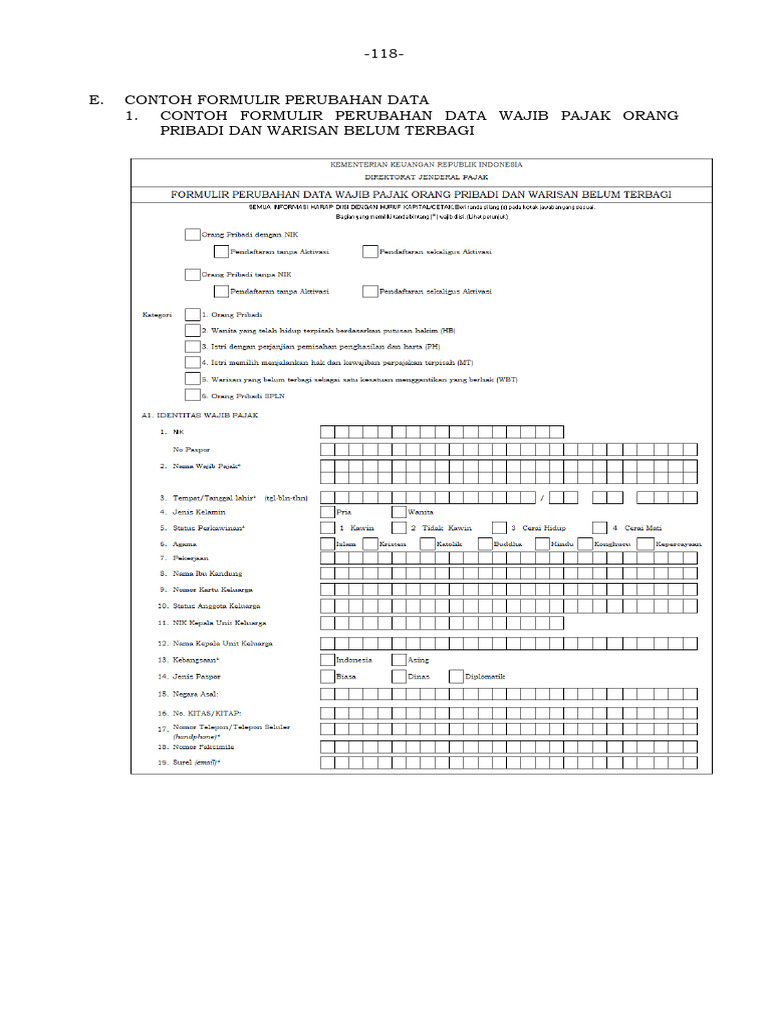 Formulir Perubahan Data OP Dan WBT | PDF