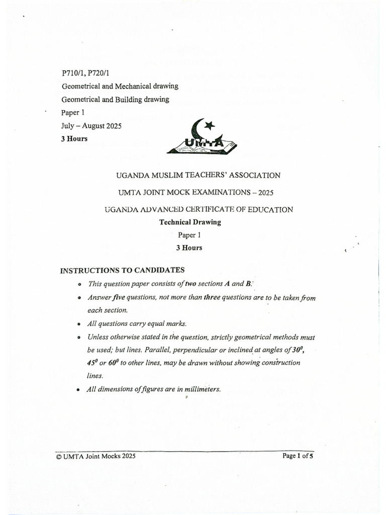 Umta Uace Paper 1 | PDF