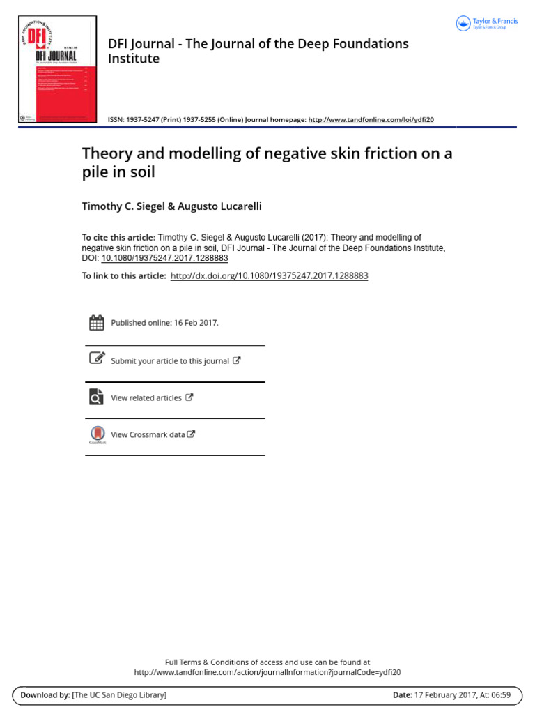 Theory and Modelling of Negative Skin Friction On A | PDF | Elasticity ...