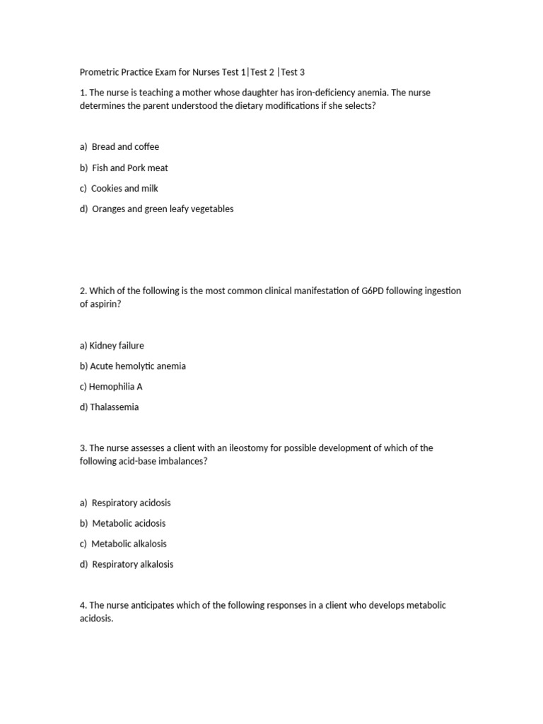 Prometric Nursing Practice Exam Questions | PDF | Heart | Childbirth