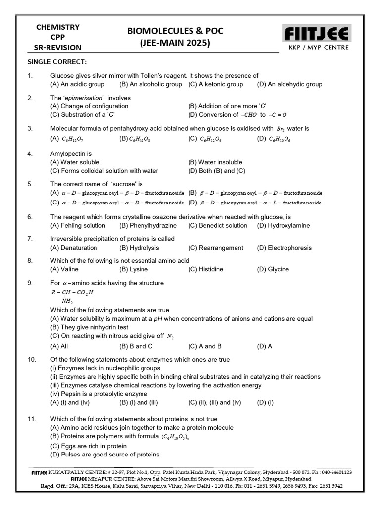 SR Revision Chemistry - Biomolecules & Poc - Main CPP | PDF | Amine | Enzyme