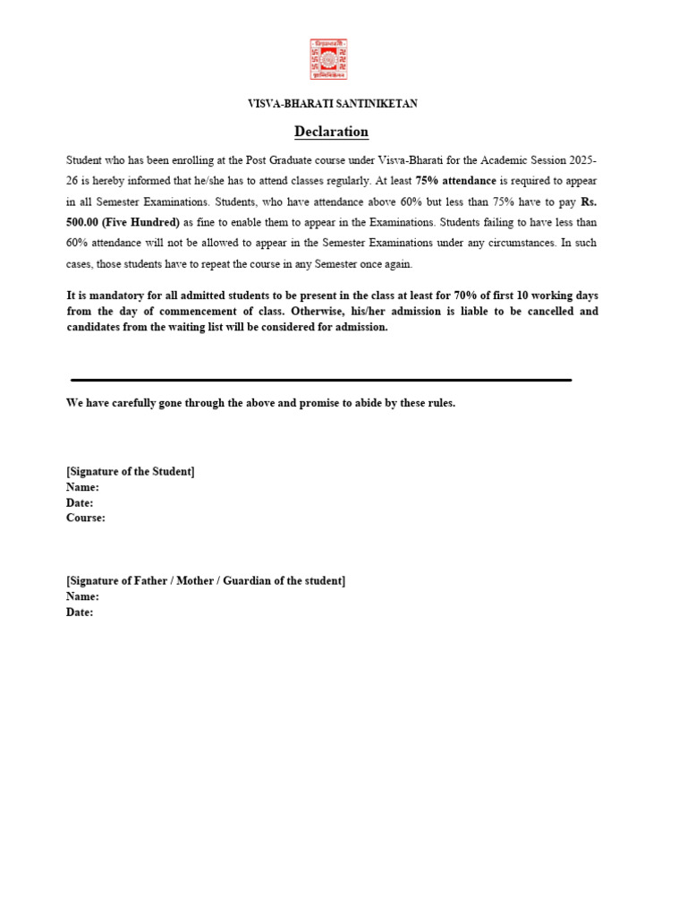 Declaration PG 2025 | PDF