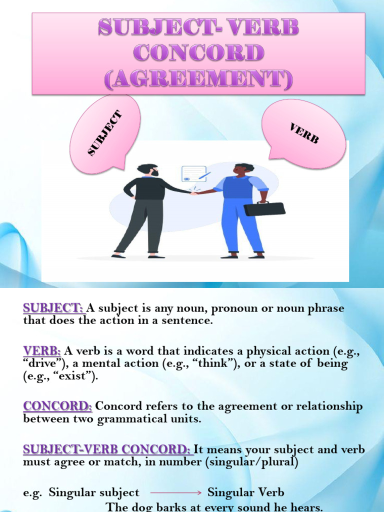 SUBJECT-VERB CONCORDHere’s a 400-word description for your Subject–Verb ...