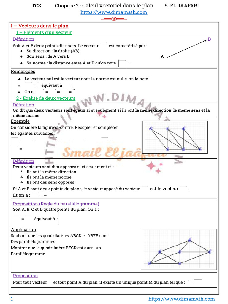 Calcul vectoriel dans le plan | PDF | Norme (Mathématiques) | Droite ...