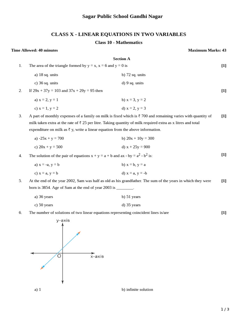 PA II Revision Linear Equations | PDF | Equations | System Of Linear ...