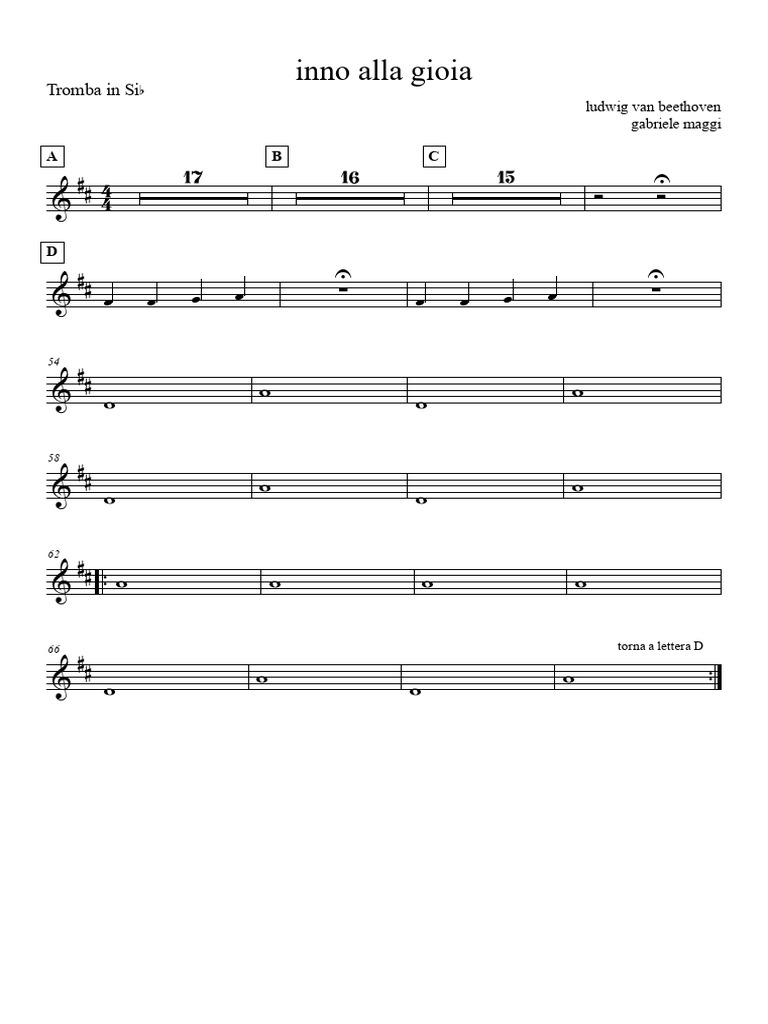 Inno Alla Gioia Orchestra Completa - Tromba in Sib | PDF