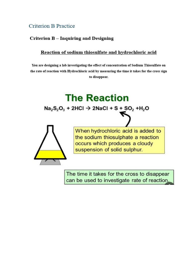 Chemistry Criterion B Paper | PDF | Reaction Rate | Chemical Reactions