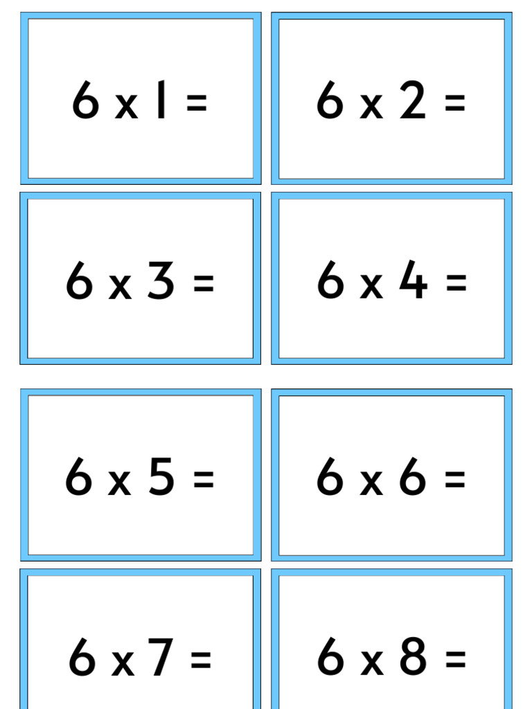 6x Times Tables Multiplication Flashcards | PDF