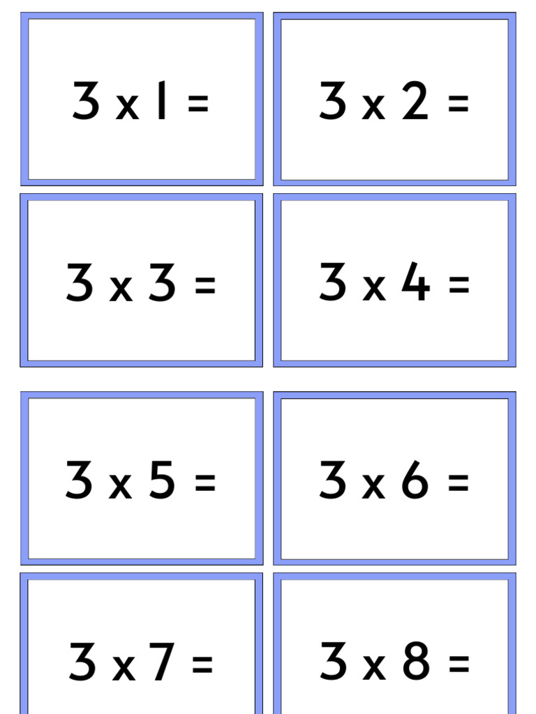 3x Times Tables Multiplication Flashcards | PDF