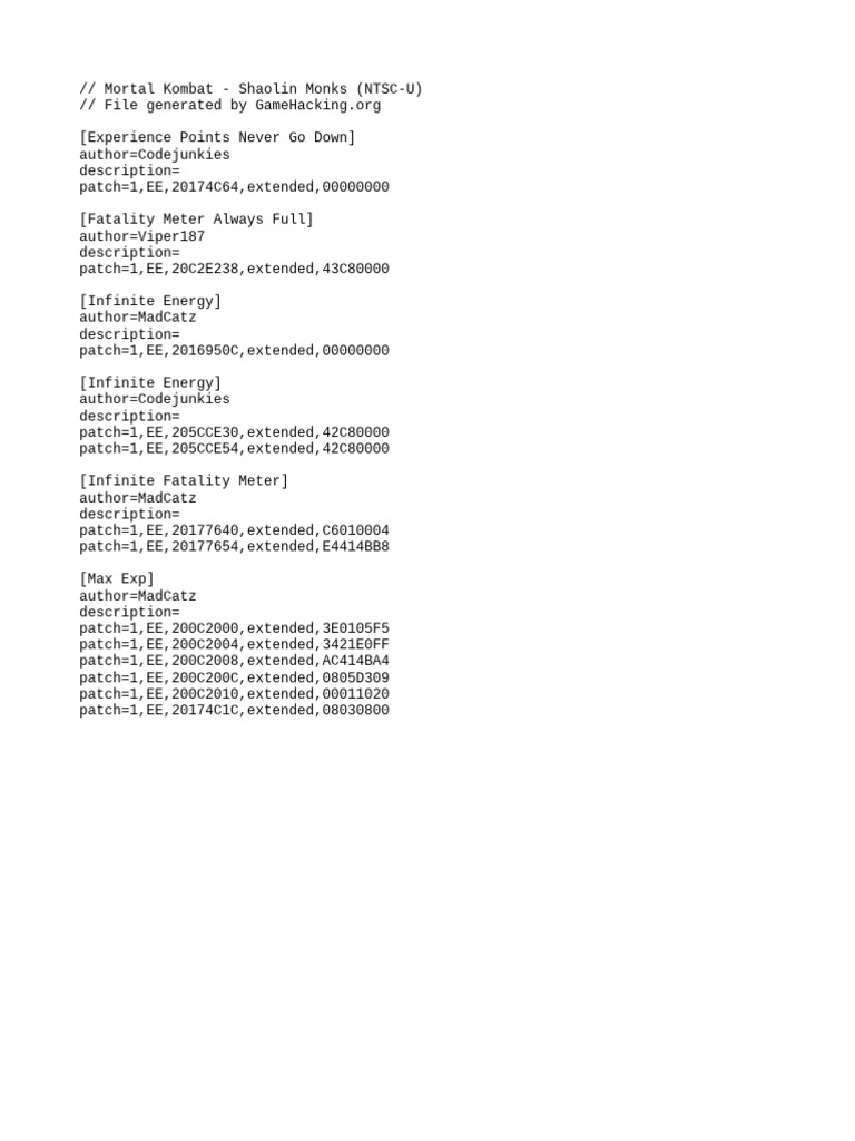 Mortal Kombat Shaolin Monks Cheats | PDF