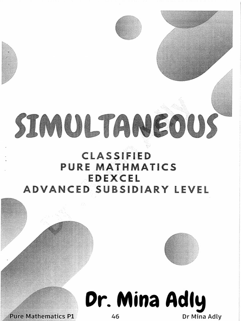Maths Edexcel P1 - MS - Simultaneous Equations | PDF