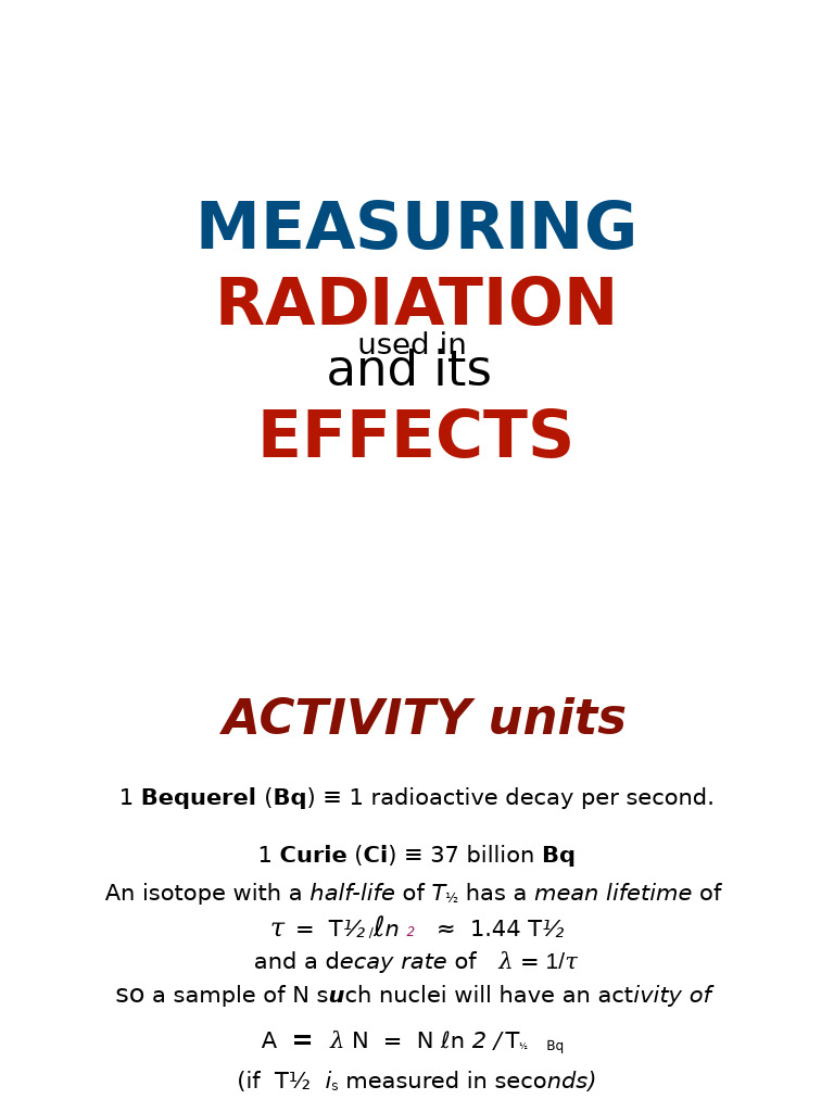 Radiation Measurements & Health Effects | PDF | Absorbed Dose ...