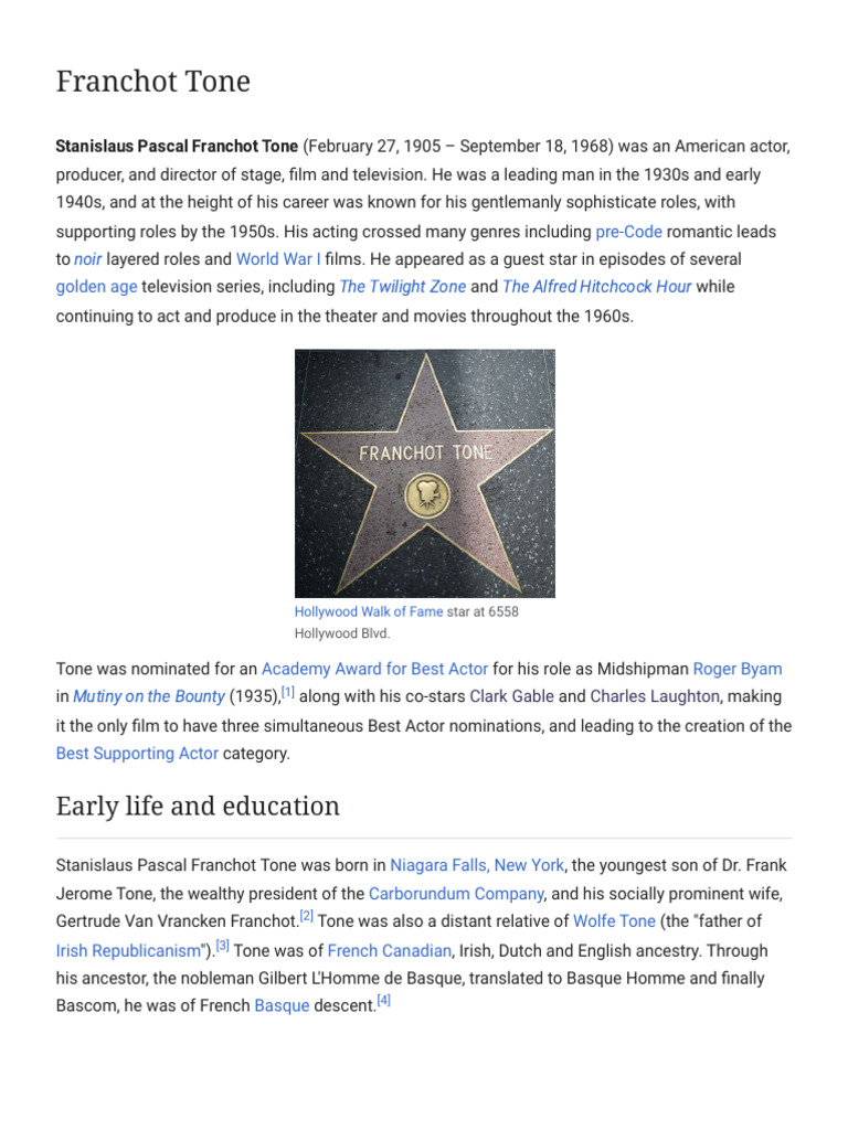 Franchot Tone - Wikipedia | PDF