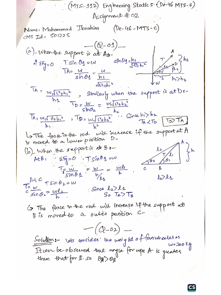 Statics Assignment No.2 | PDF