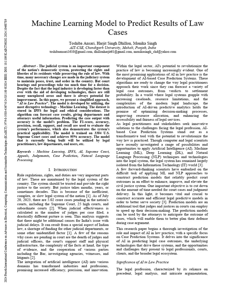 Predicting Legal Case Outcomes with AI | PDF | Machine Learning ...
