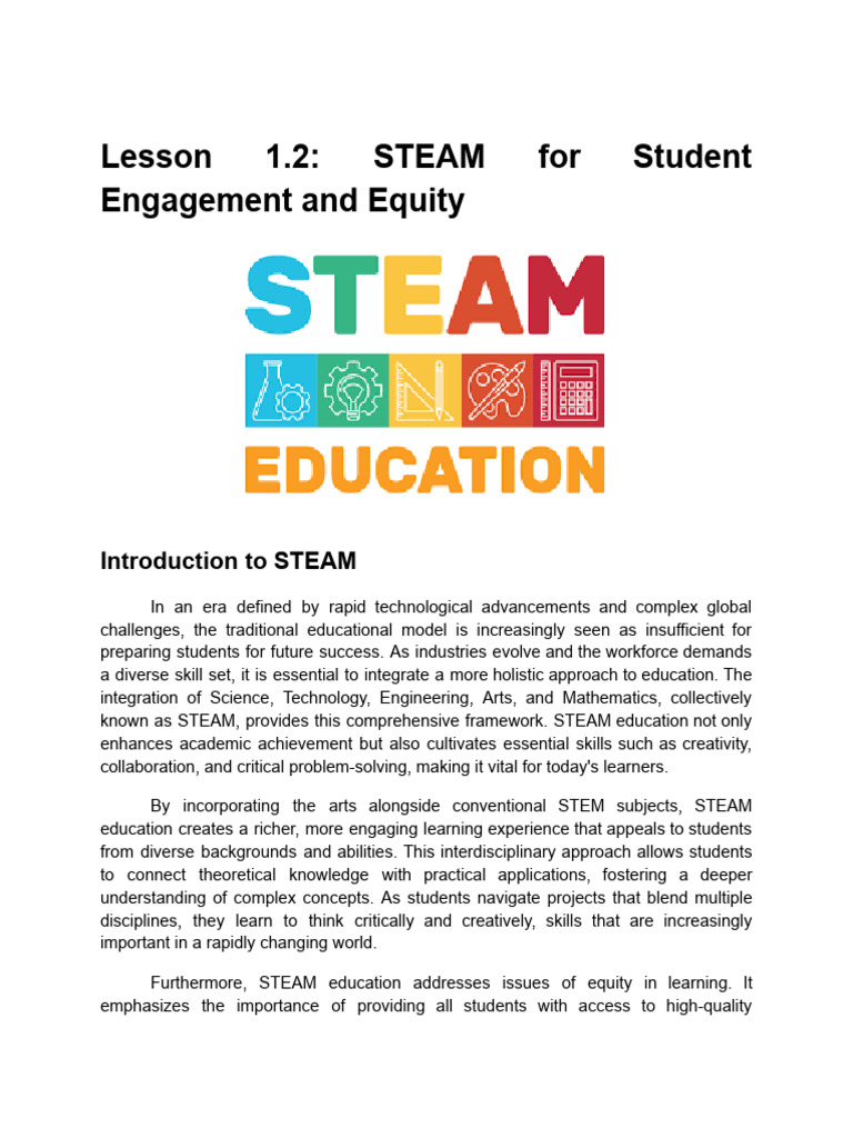 STEAM Education: Engagement & Equity | PDF | Creativity | Critical Thinking