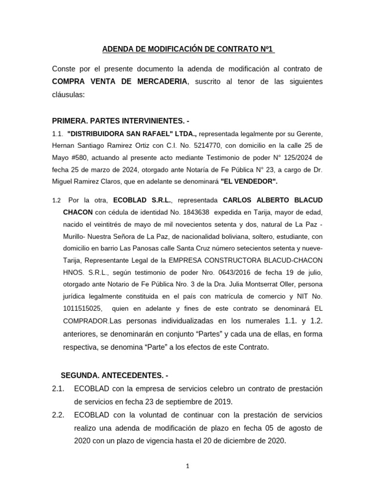Adenda MODELO | PDF