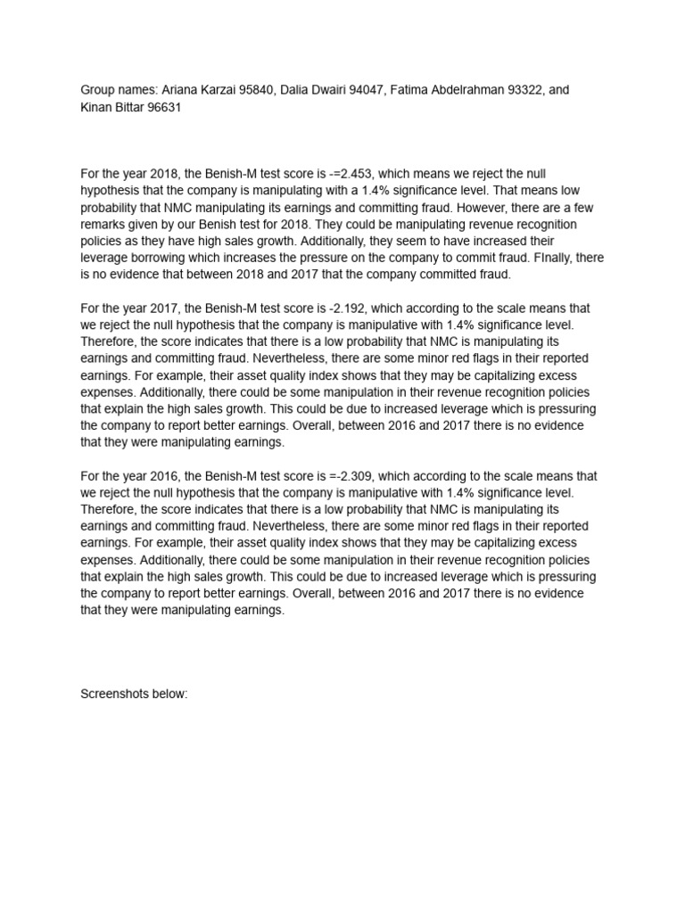 NMC Earnings Manipulation Analysis 2016-2018 | PDF
