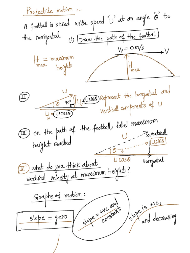 Projectile Motion Alevels Notes | PDF | Pressure | Speed