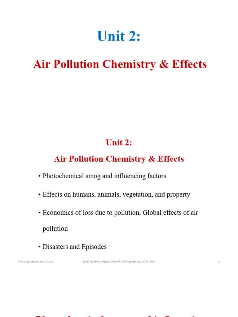 Air Pollution: Chemistry and Effects | PDF | Smog | Air Pollution