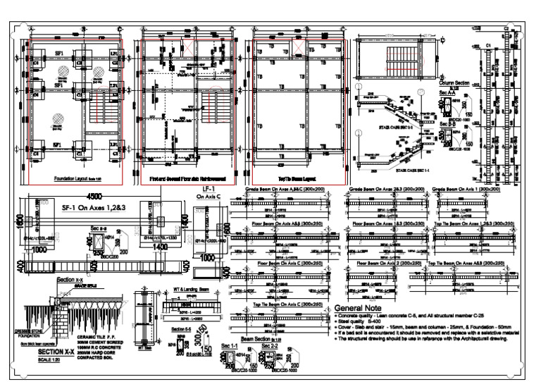For ST Drawing Package Practice - G+2 | PDF