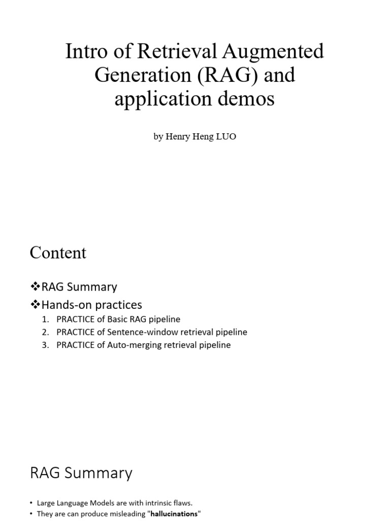 Intro of Retrieval Augmented Generation (RAG) | PDF | Information ...