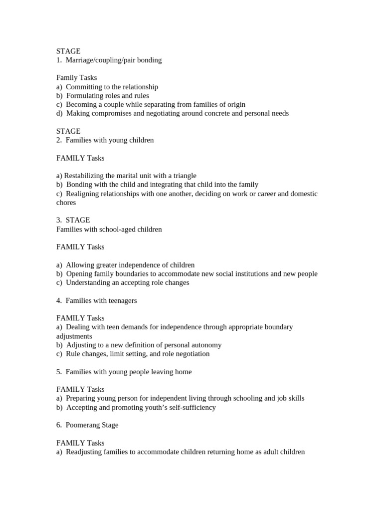 Stages of The Family Life Cycle | PDF | Childhood | Human Life Stages