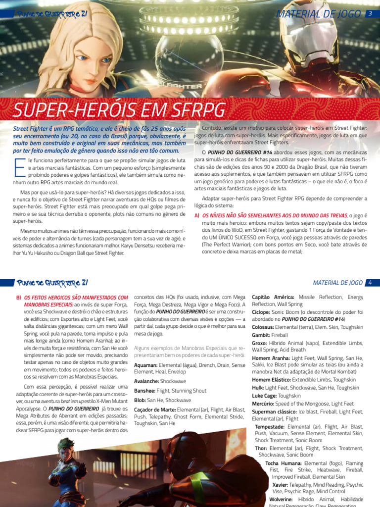 Super-Heróis no RPG Street Fighter | PDF | Jogos de RPG | Super-heróis