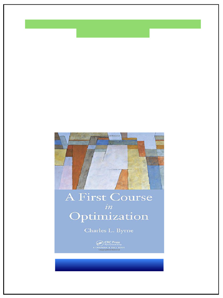 A First Course in Optimization 1st Edition Charles L. Byrne Newest ...