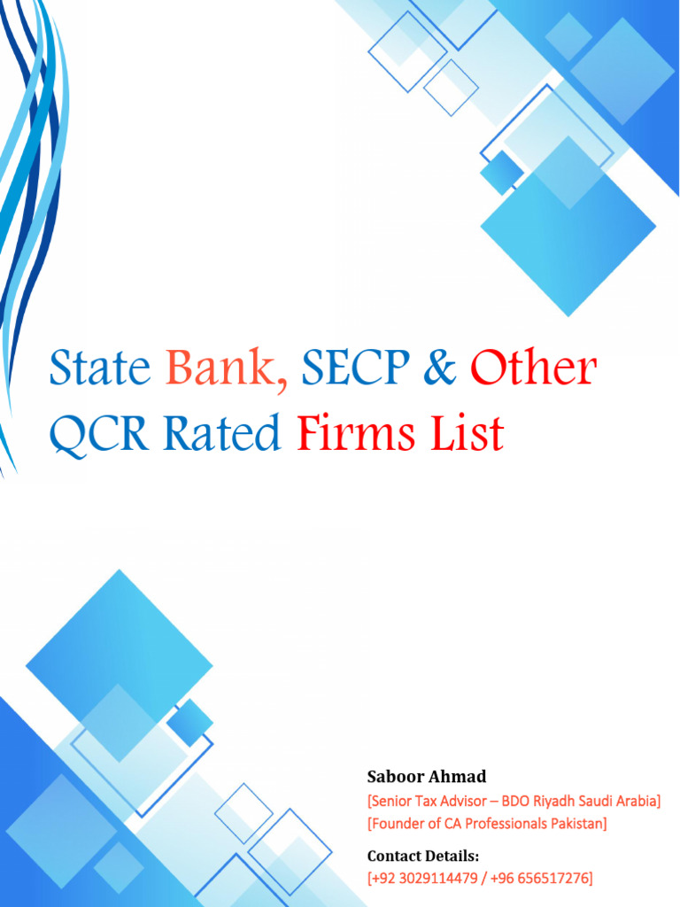 SBP, Secp & QCR Firms List | PDF | Non Bank Financial Institution ...