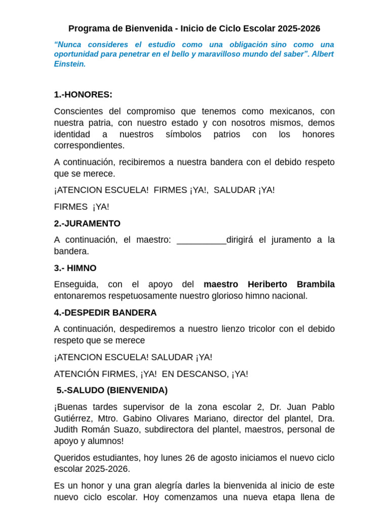 Programa de Bienvenida GUB TV Ciclo Escolar 2025-2026 | PDF | Aprendizaje