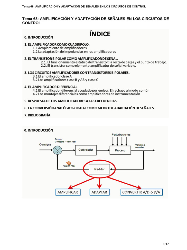 T68 - Amplificación y Adaptación Señales en Circ Control | PDF