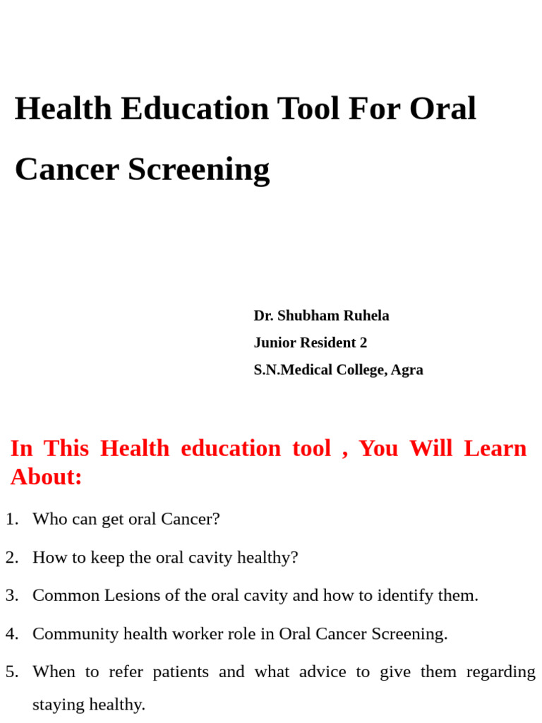 Oral Cancer Screening Checklist Guide | PDF | Oral Hygiene | Cancer