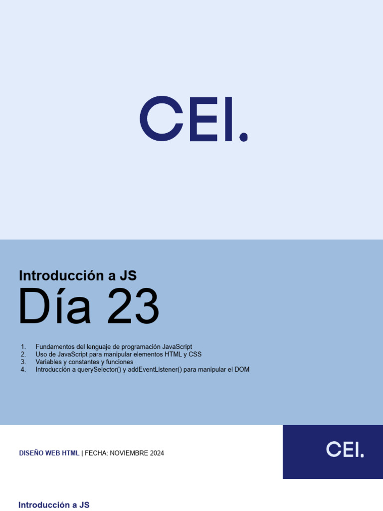 Día 23 - Introducción A JS | PDF | Script Java | HTML