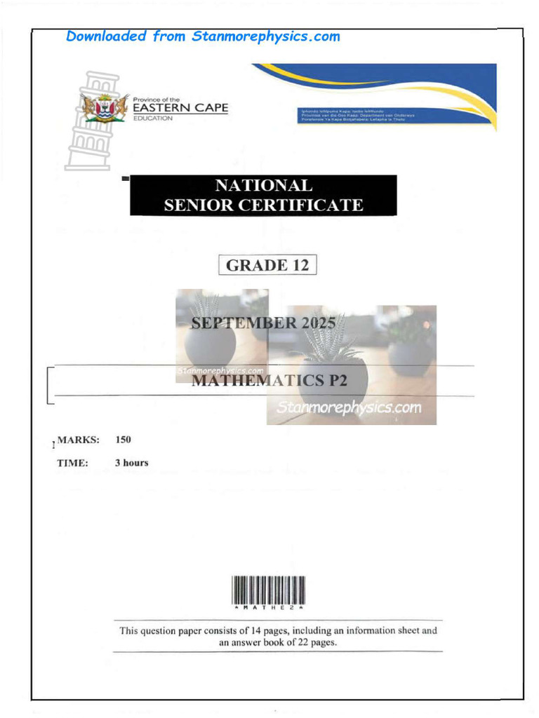 EC Maths Grade 12 September 2025 P2 and Memo | PDF