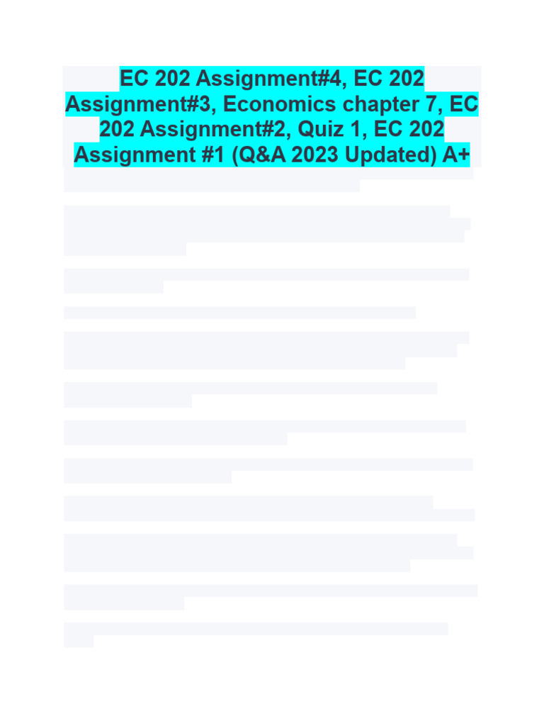 EC 202 Assignment#4, EC 202 Assignment#3, Economics Chapter 7, EC 202 ...