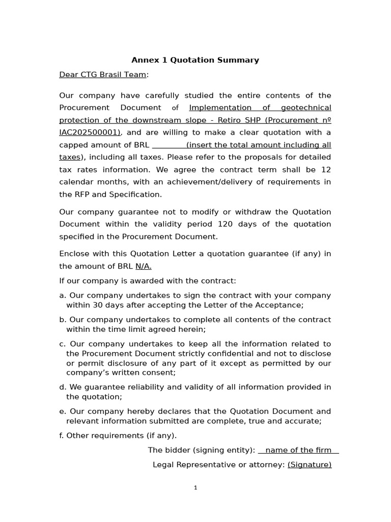 Iac202500001 RFP Quotation Summary | PDF